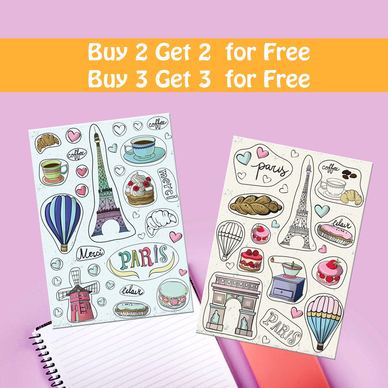 French style digital Stickers/Bullet journal/Paris printable/ | Etsy