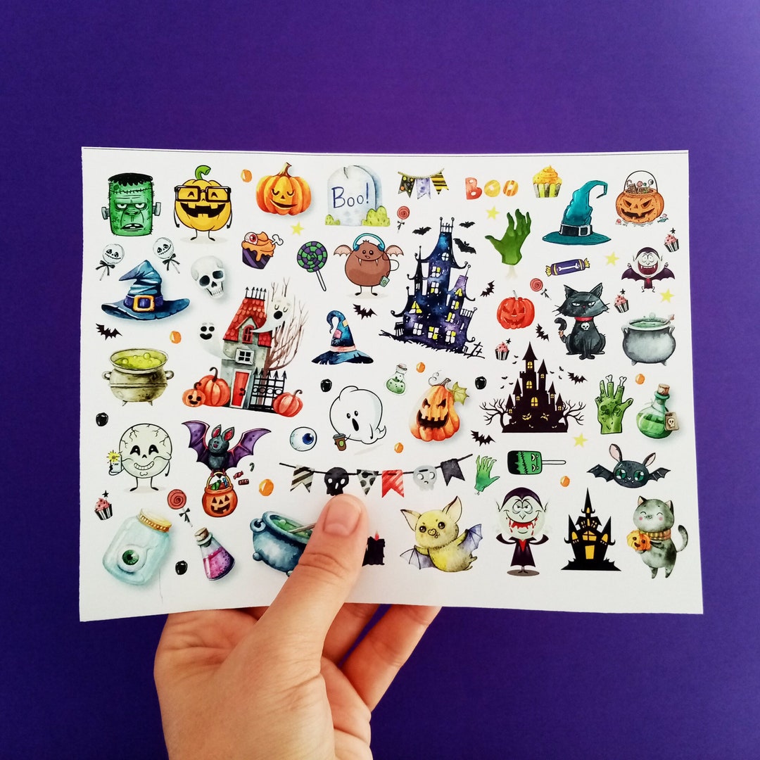 Halloween Stickers, Halloween Decal, Sticker Sheet, Halloween Character ...