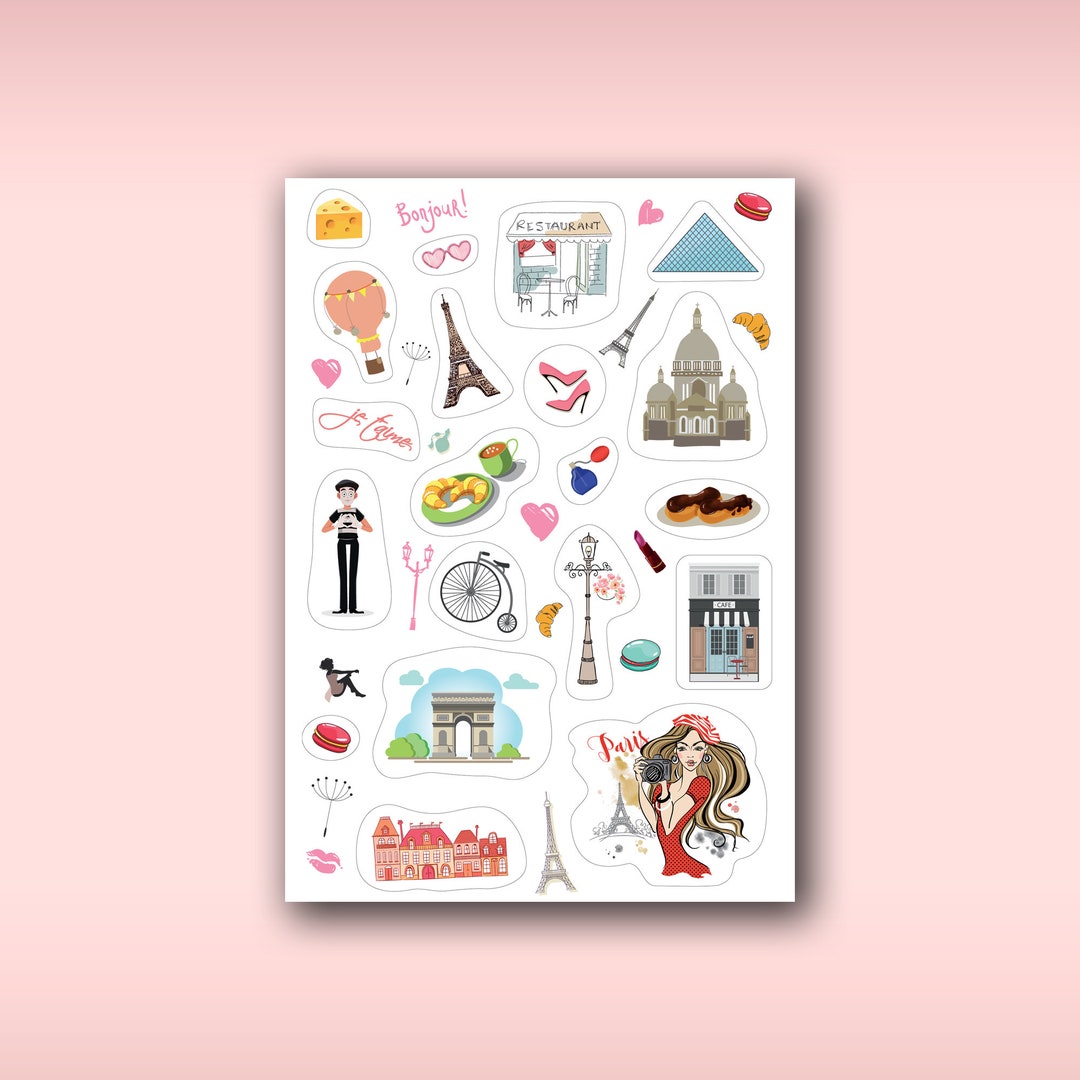 Paris Sticker, Aesthetic Sticker Sheet, Mini Phone Stickers, Planner ...