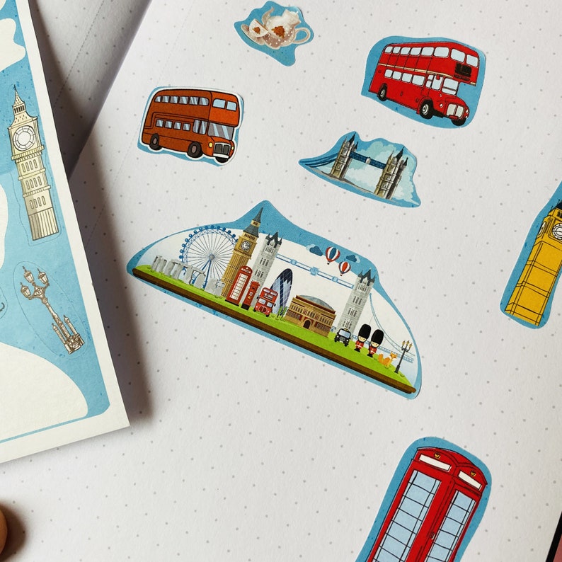 London Stickers Travel London Sticker Sheet England Decals British ...
