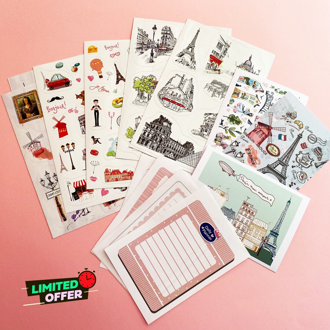 France Stickers, Paris Stickers Pack, Mini Travel Sticker Sheet ...