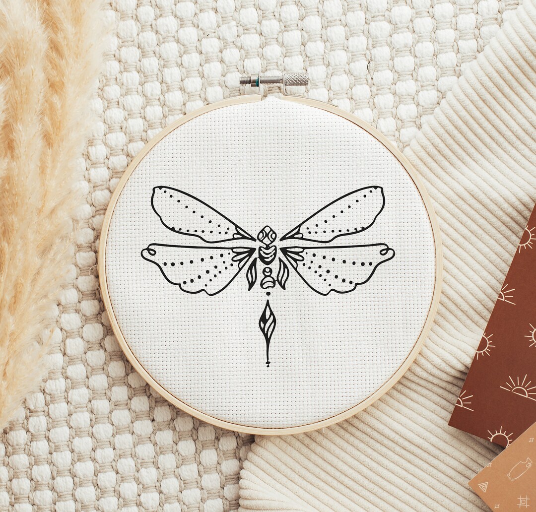 Digital PDF Dragonfly Hand Embroidery Pattern Template Outline ...