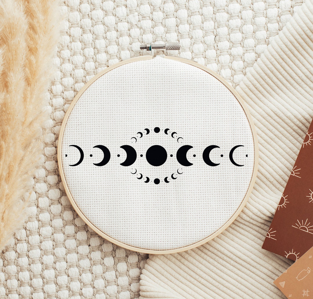 Digital PDF Moon Phases, Mystical Celestial, Hand Embroidery Pattern ...