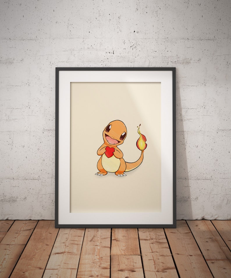 Pokémon Charmander Heart - Valentine - Digital Print - Etsy
