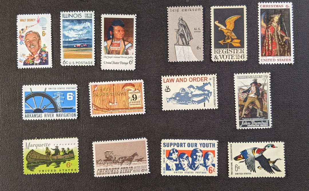 15 Unhinged 1968 6 Cent US Stamps #1339-1364 Mint Condition - Etsy