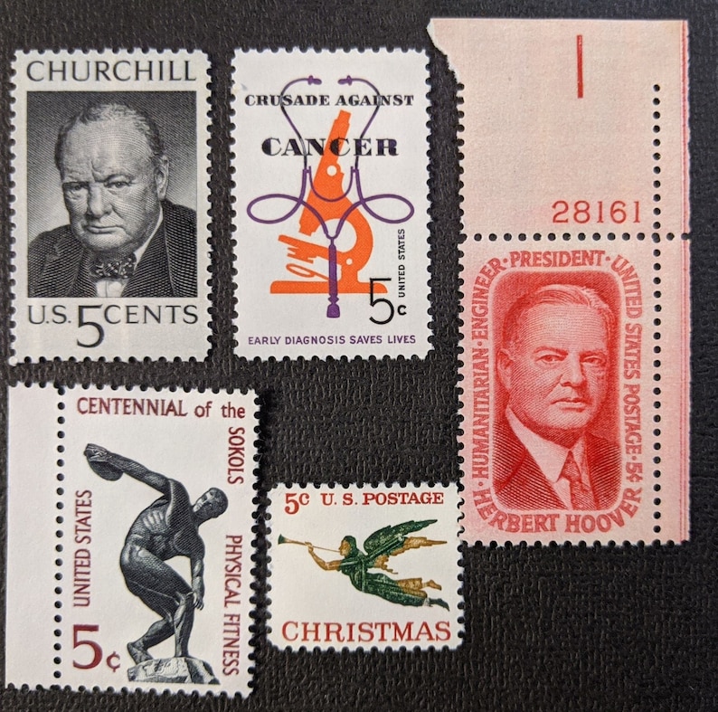 16 Unhinged 1965 5 Cent US Stamps #1261-1276 Mint Condition - Etsy