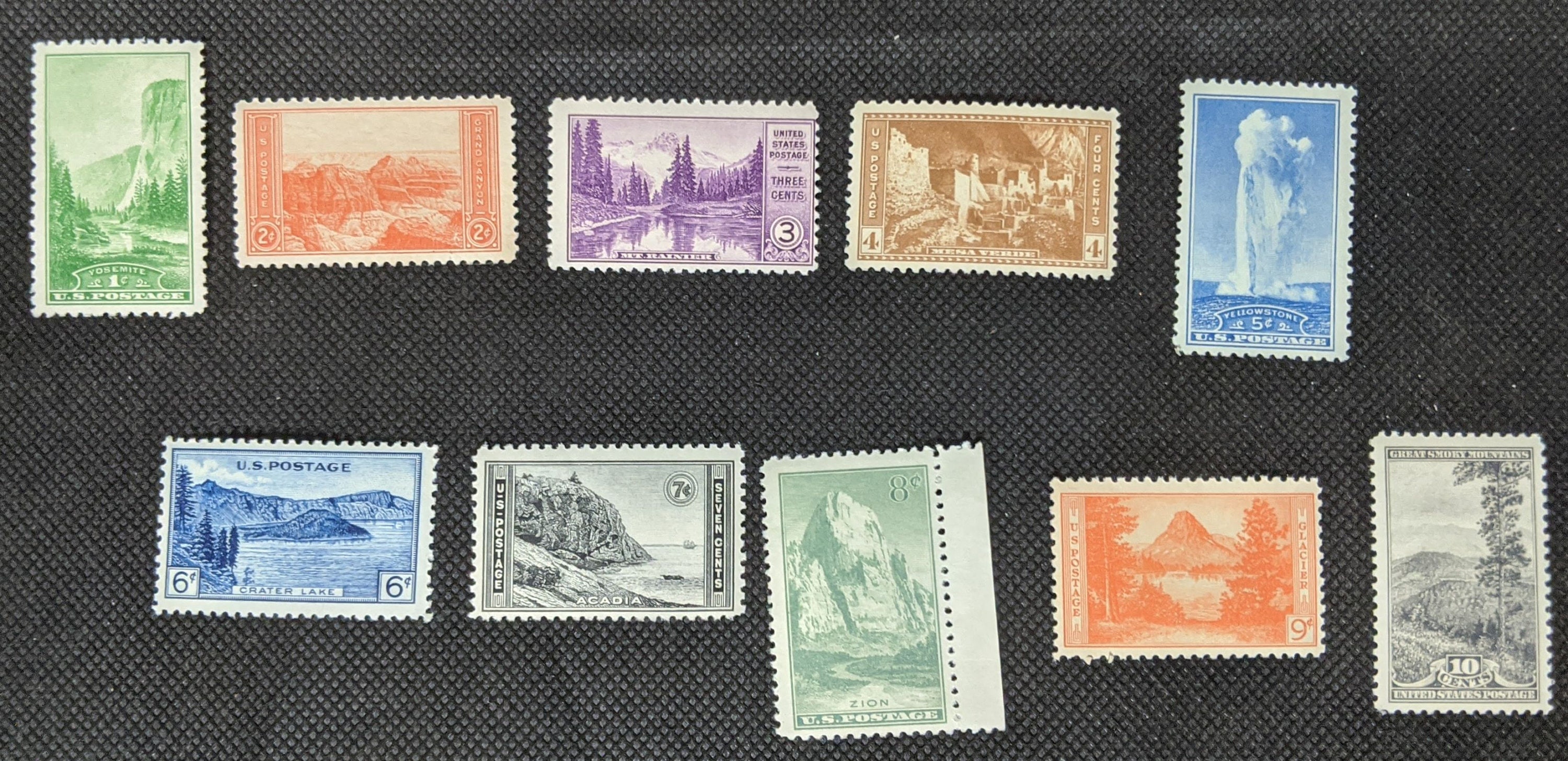 1934 National Parks Stamps Unhinged Mint Scott 740-749 - Etsy