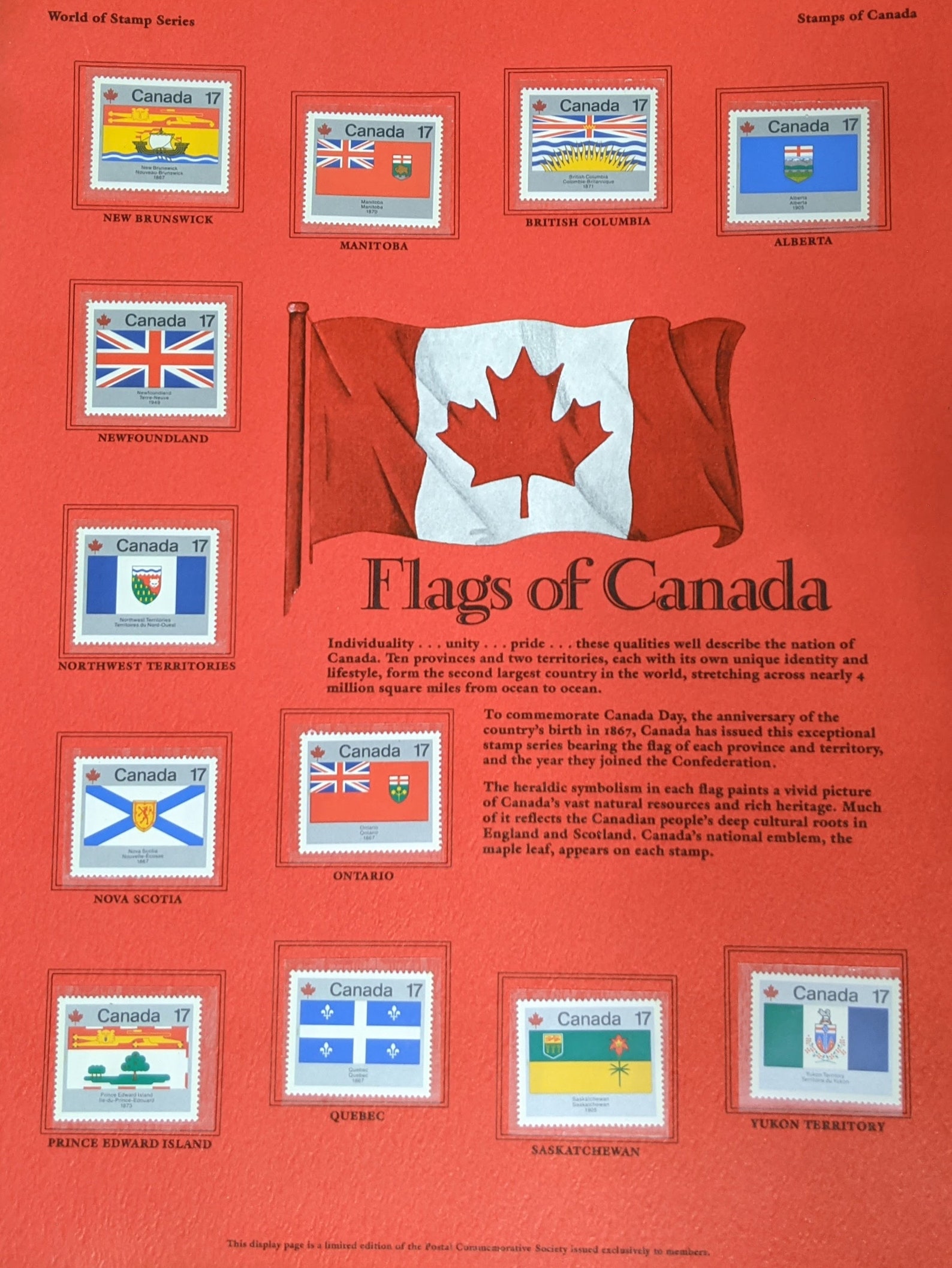 Flags of Canada Centennial Issue 1867-1967 Stamps | Etsy