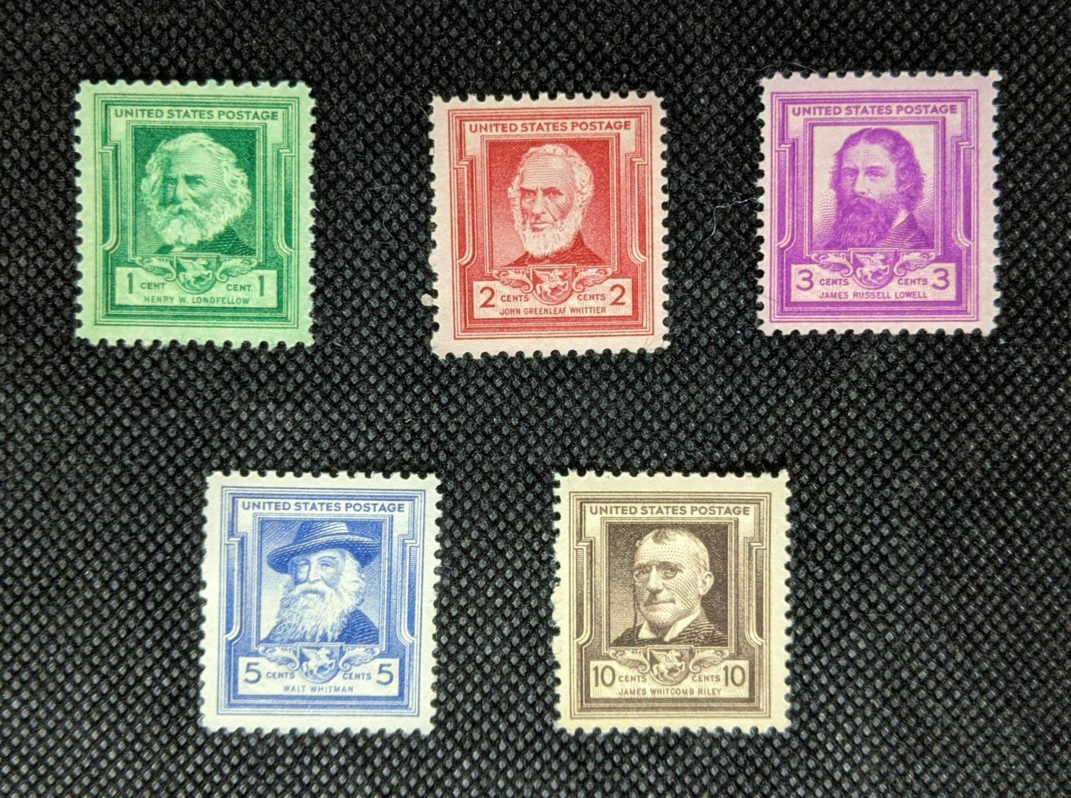 1940 5 US Stamps Unhinged Mint 864-868 American Poets - Etsy Nederland