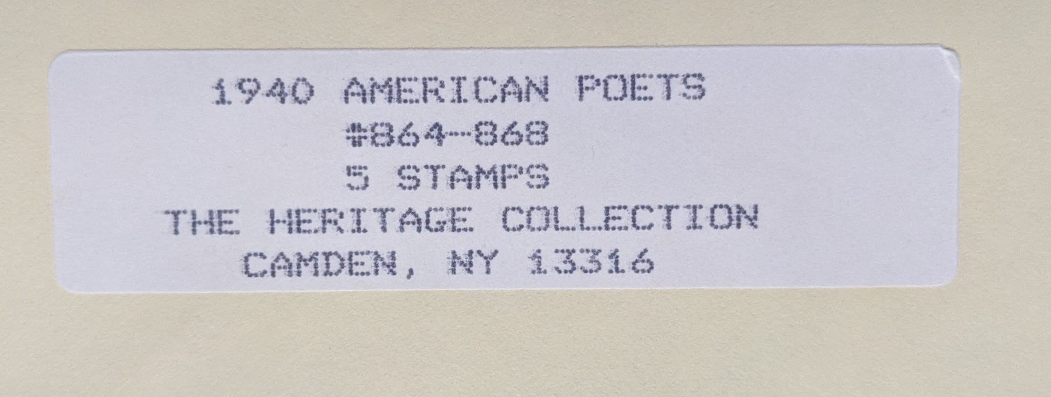 1940 5 US Stamps Unhinged Mint 864-868 American Poets | Etsy