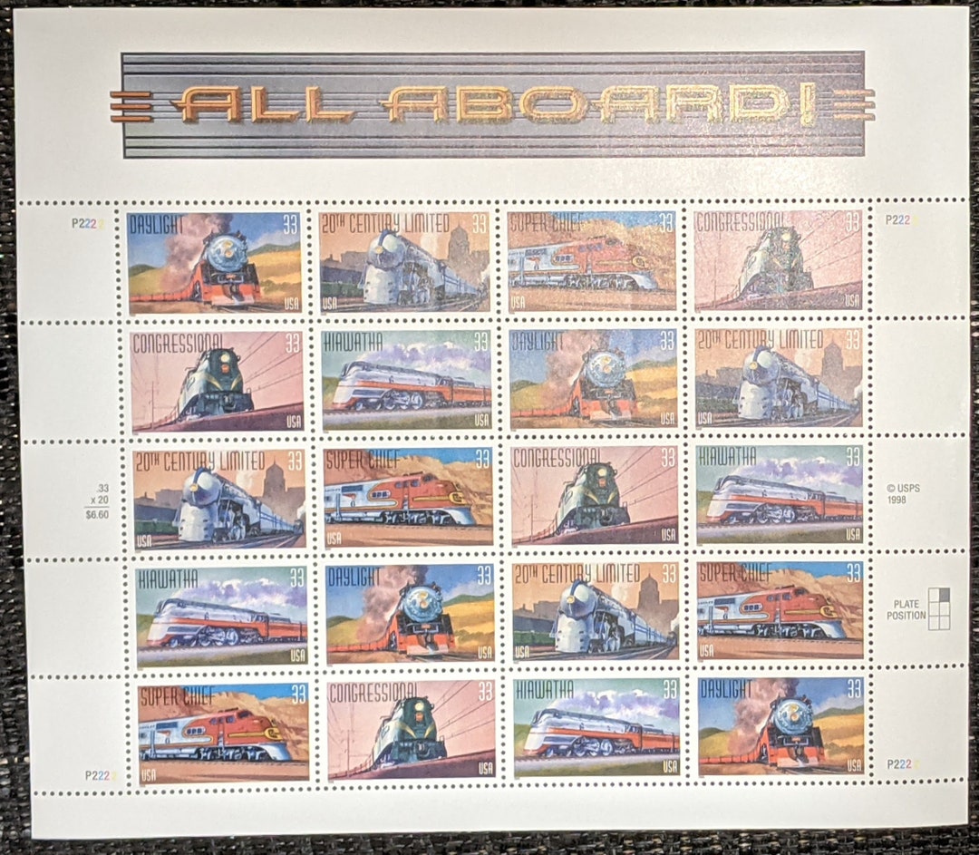 1999 US 33 Cent Stamps All Aboard Mint Sheet Scott's #3333-37 - Etsy