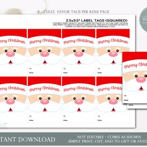 Printable Santa Christmas Gift Tags Printable Santa Claus Holiday Gift ...