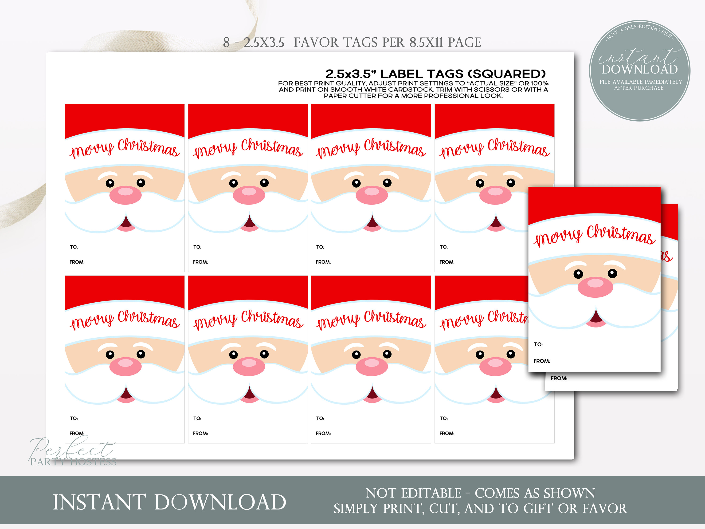 Printable Santa Christmas Gift Tags Printable Santa Claus - Etsy