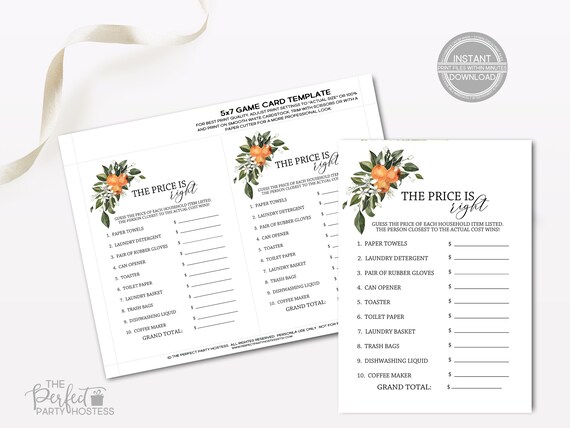 The Price is Right Bridal Shower Game the Price is Right - Etsy