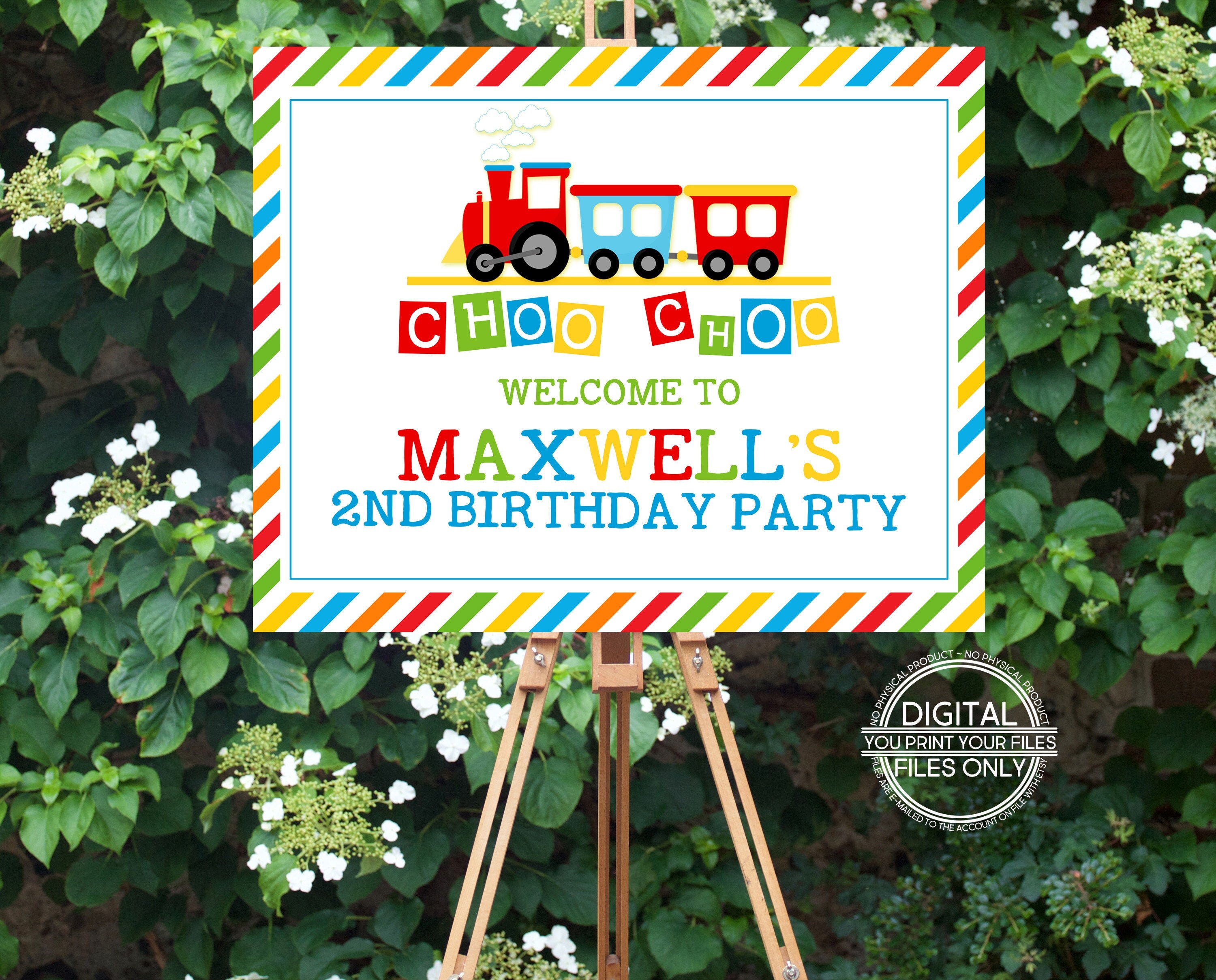 Train Birthday Party Welcome Sign, Train Welcome Sign, Printable ...