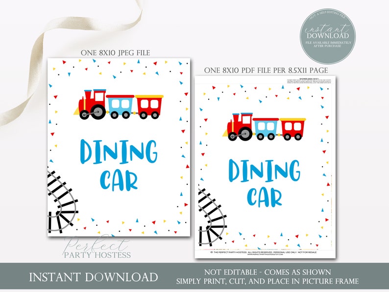 Dining Car Table Sign Train Food Table Sign Printable Train Party Sign ...