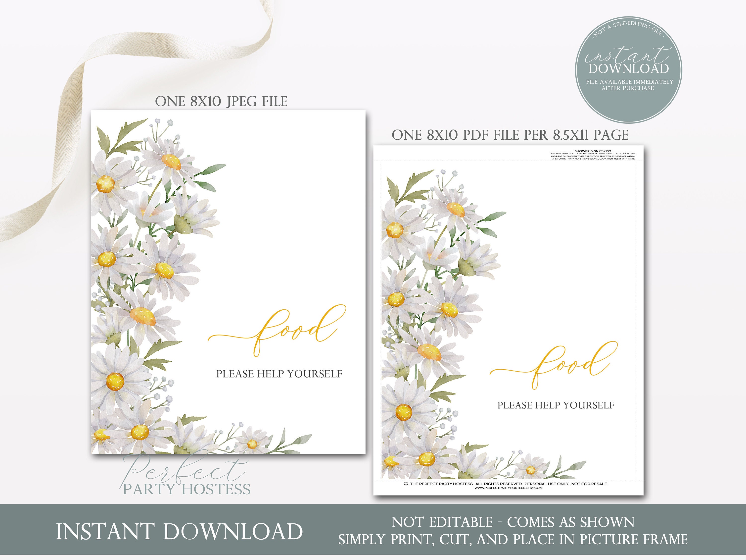 Food Table Sign Printable, Floral Food Table Sign, Baby Shower Sign ...
