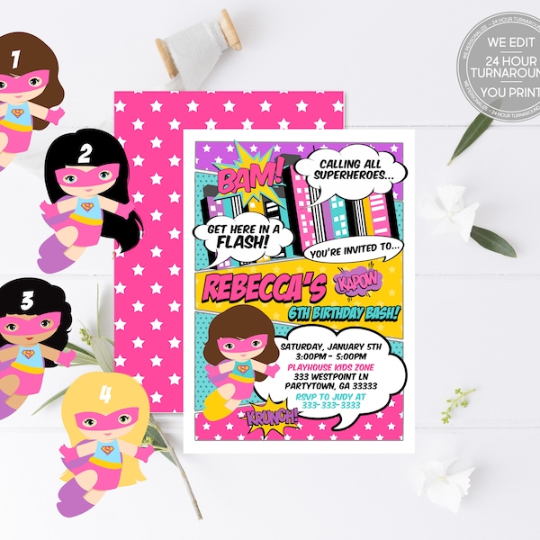 Superhero Invitation - Etsy