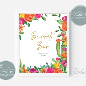 Burrito Bar Food Sign 8x10 Burrito Bar Printable Burrito Bar Sign Food ...
