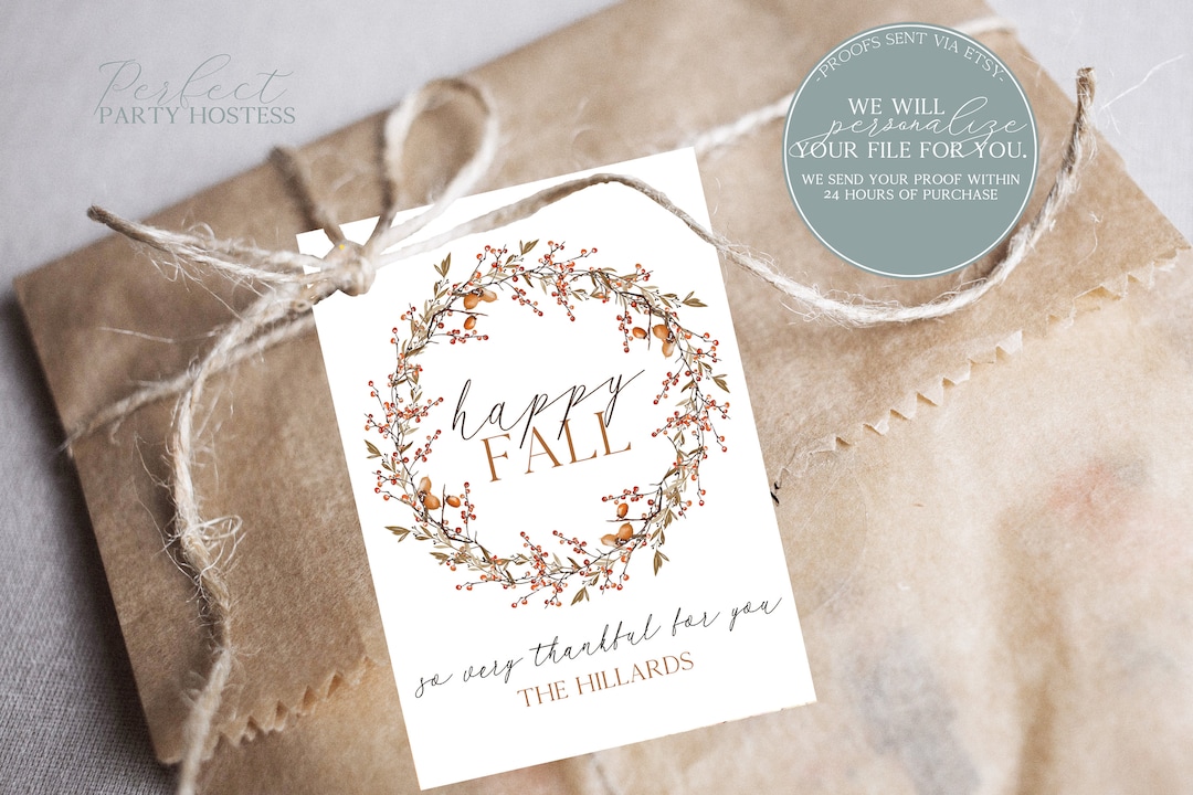 Happy Fall Gift Tags Fall Wreath Gift Tags Fall Appreciation Fall ...