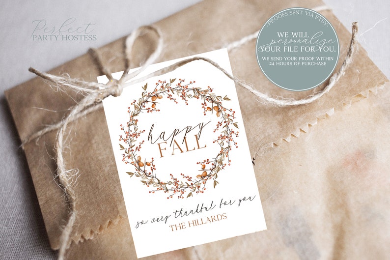 Happy Fall Gift Tags Fall Wreath Gift Tags Fall Appreciation - Etsy