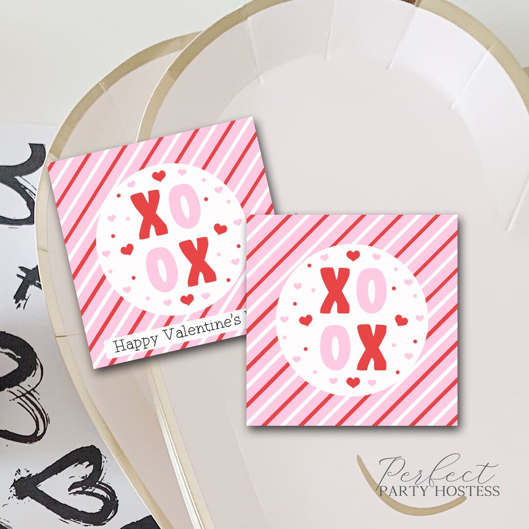 XOXO Valentine's Day Card, Printable Valentine's Day Treat Tag ...