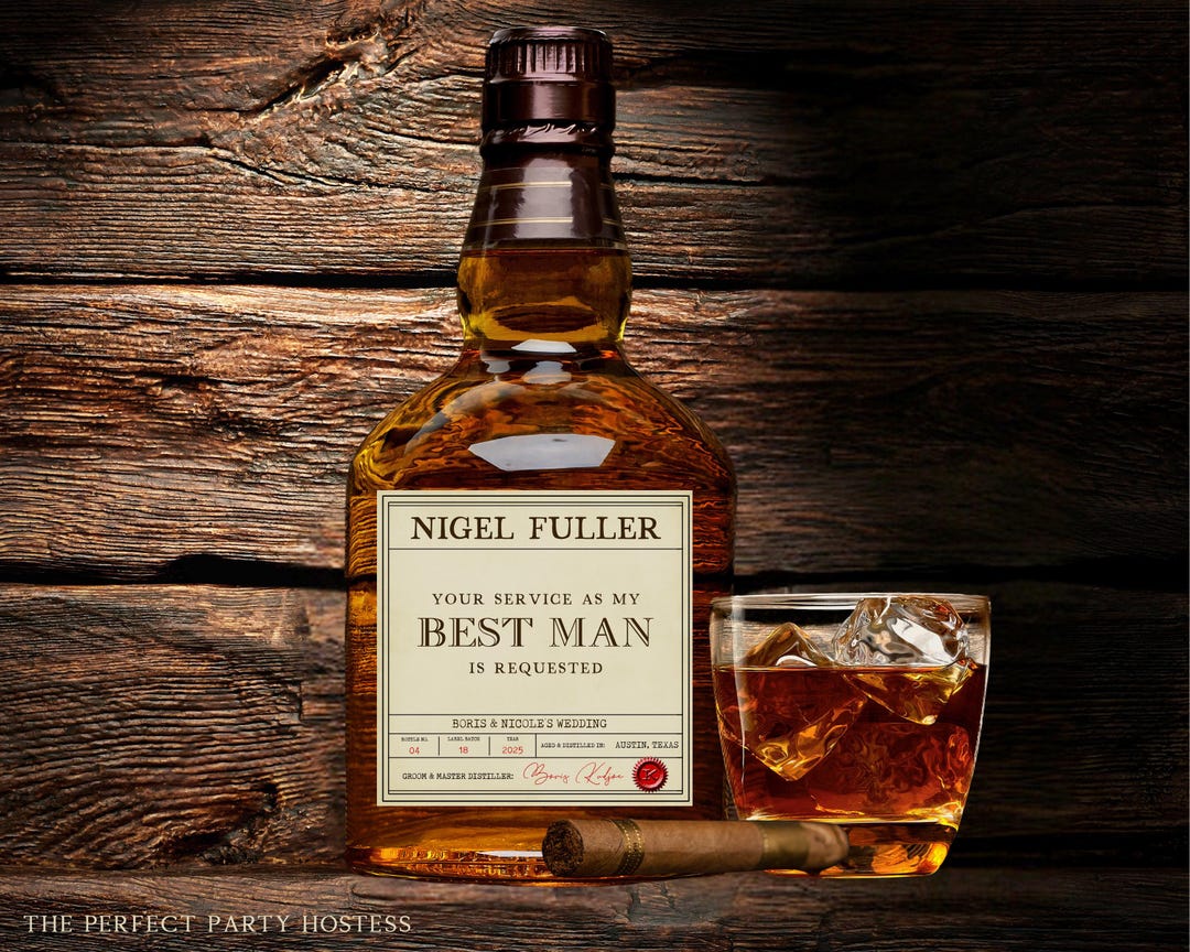 Best Man Whiskey Label, Custom Whiskey Label, Groomsmen Gift, Groomsman ...