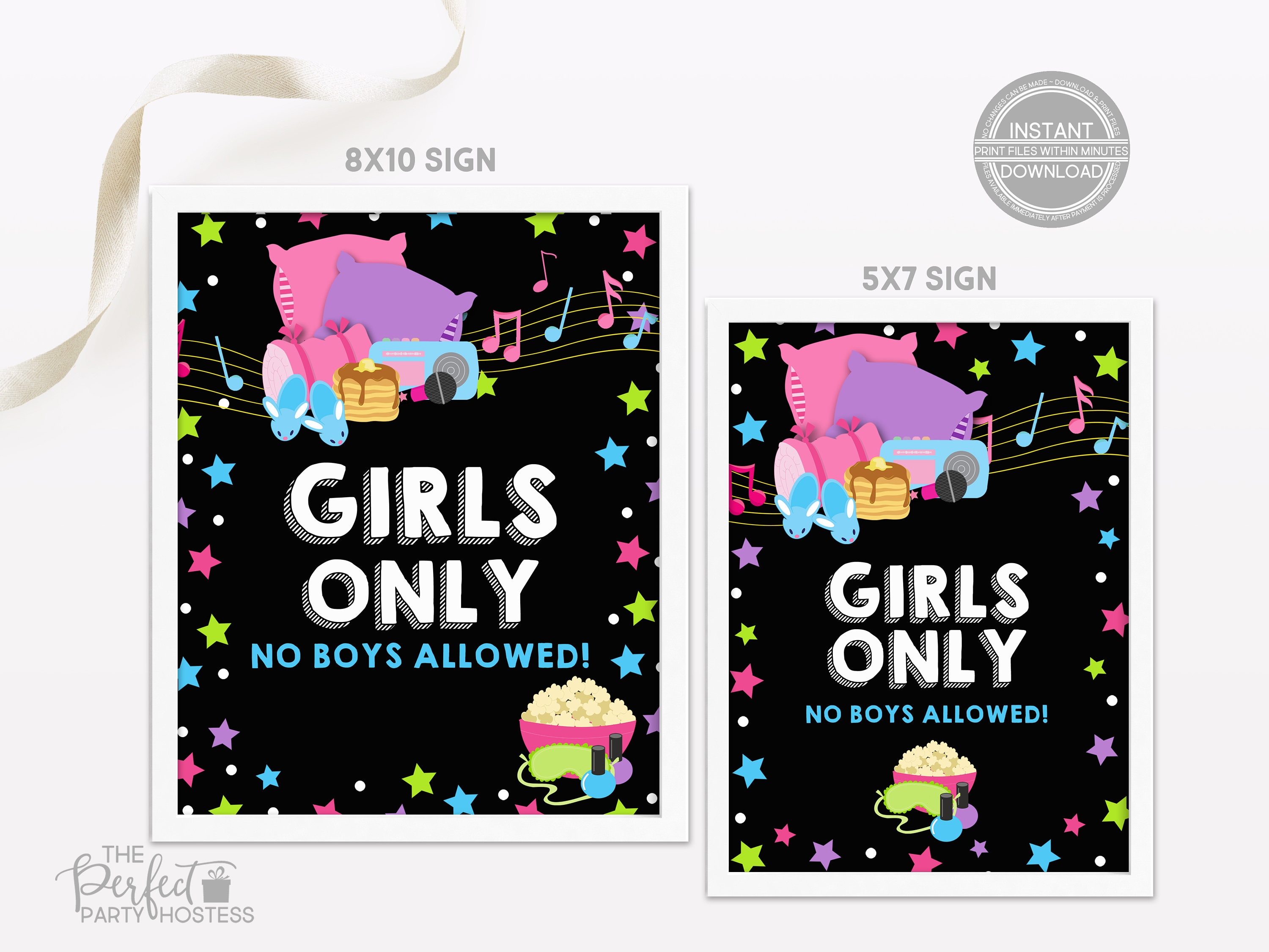 GIRLS ONLY Slumber Party Sign, Printable, Instant Download, Slumber ...