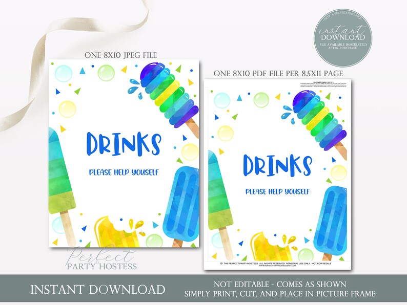 Popsicle Drink Sign Printable Drink Table Sign Printable - Etsy