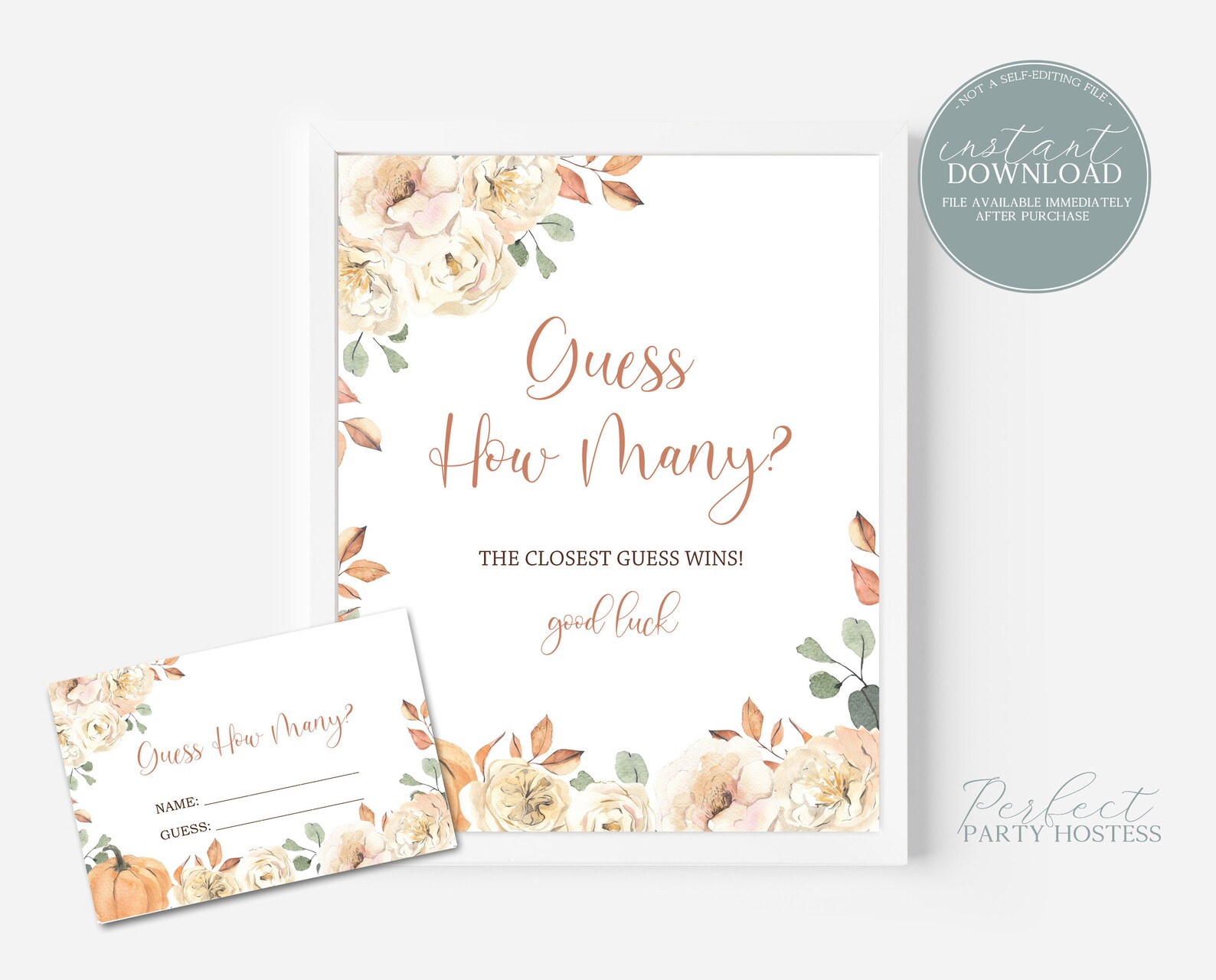 Guess How Many Sign and Cards Guess How Many How Many Bridal Shower ...