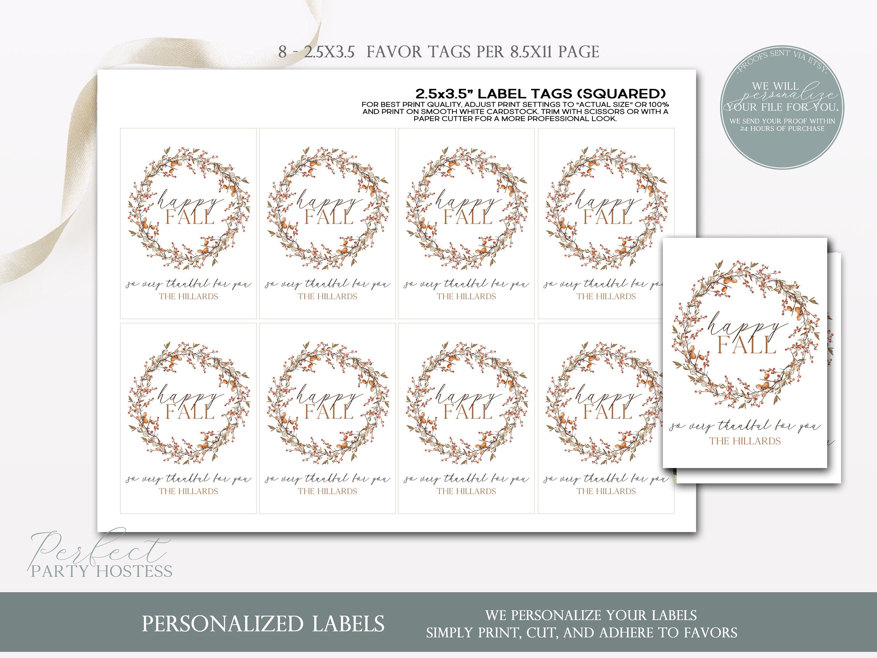 Happy Fall Gift Tags Fall Wreath Gift Tags Fall Appreciation - Etsy