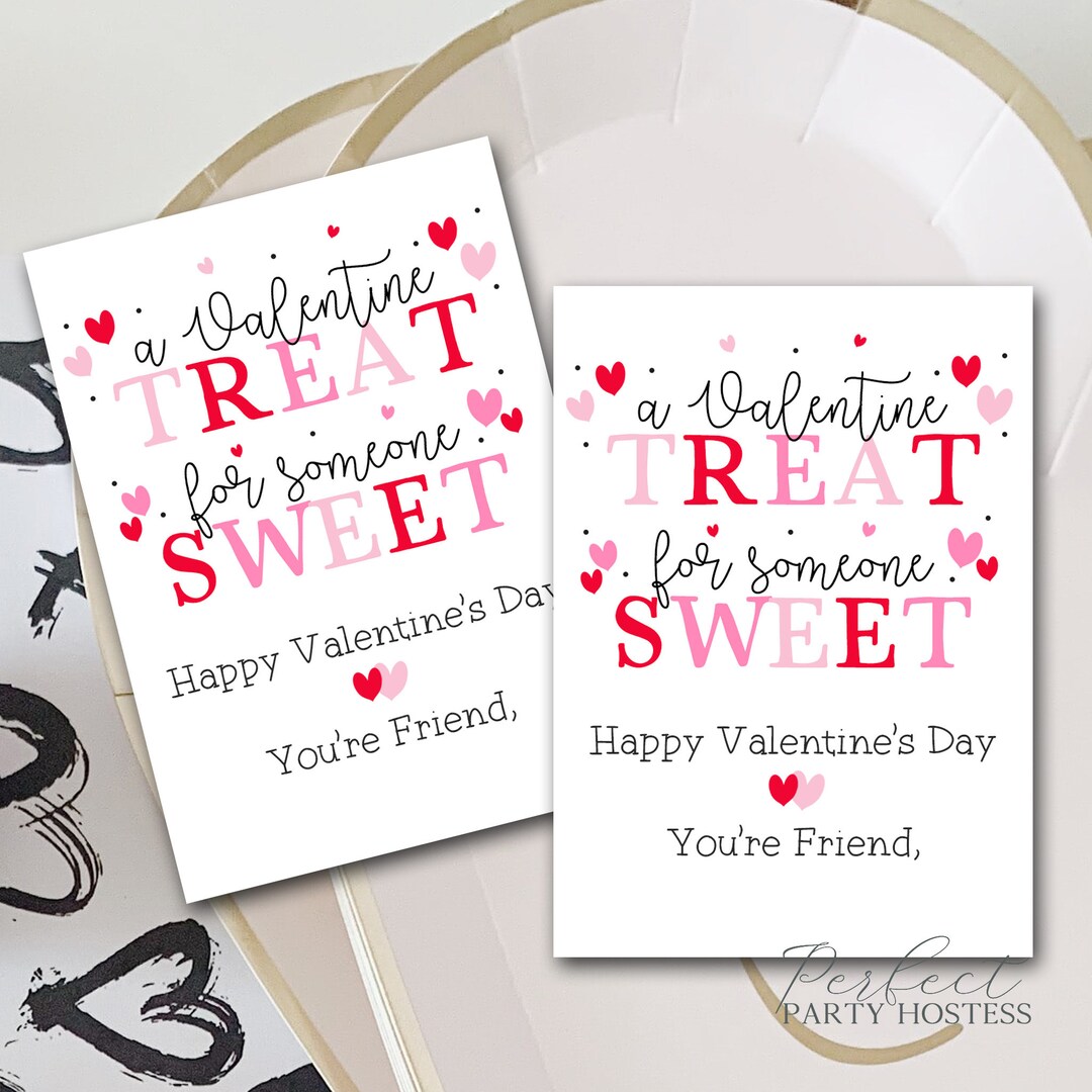 Sweet Treat Valentine's Day Card, Printable Valentine's Day Treat Tag ...