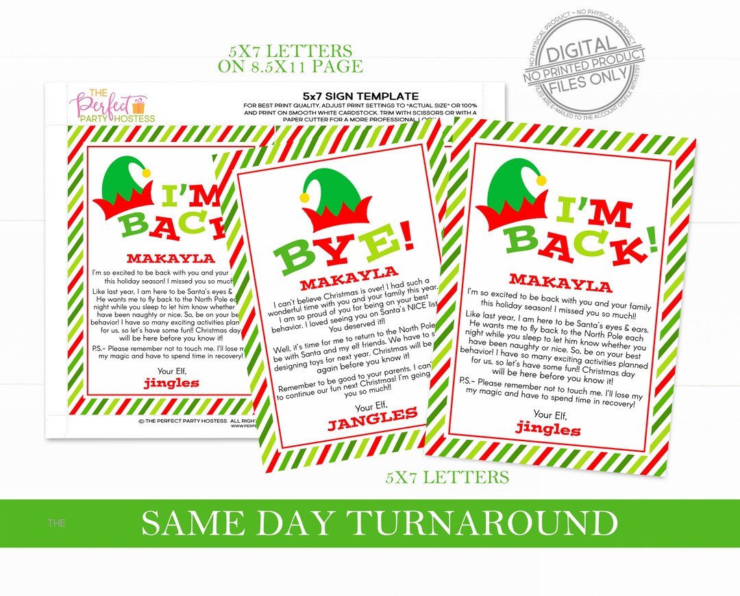Printable Elf Letters, Elf Welcome Letter, Elf Goodbye Letter, Elf ...