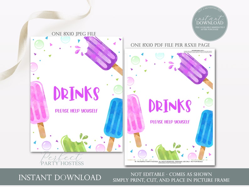 Popsicle Drink Sign Printable Drink Table Sign Printable - Etsy