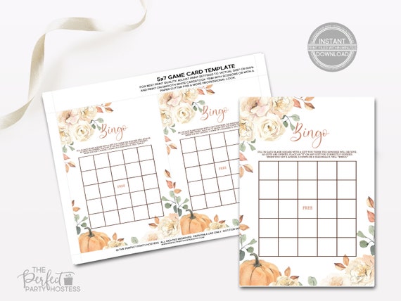 Fall Baby Shower Bingo Games Pumpkin Baby Shower Bingo Games - Etsy