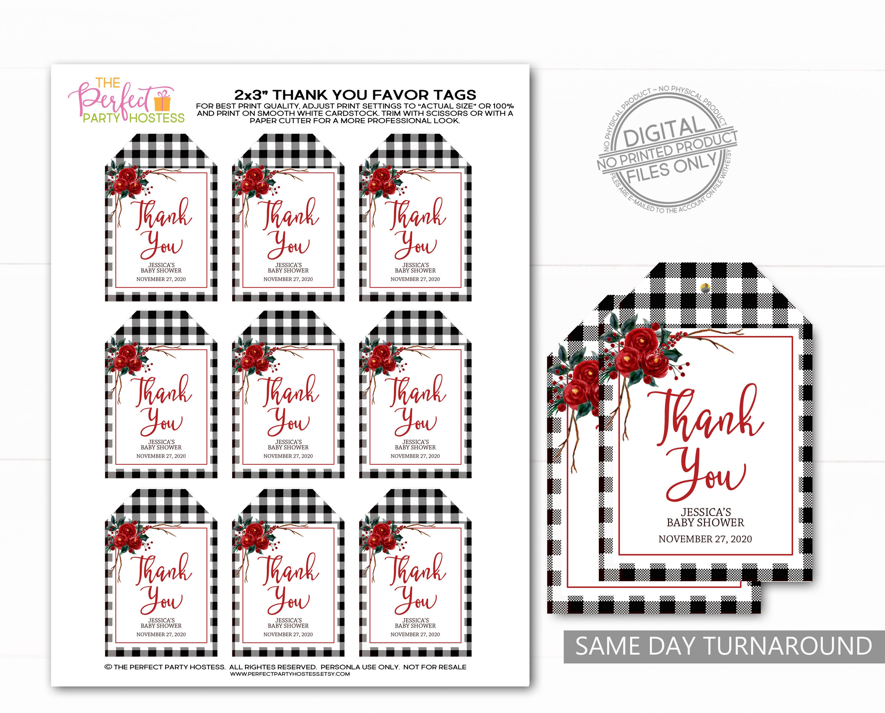 Buffalo Plaid Favor Tags Baby Shower Favor Tags Flannel Baby - Etsy