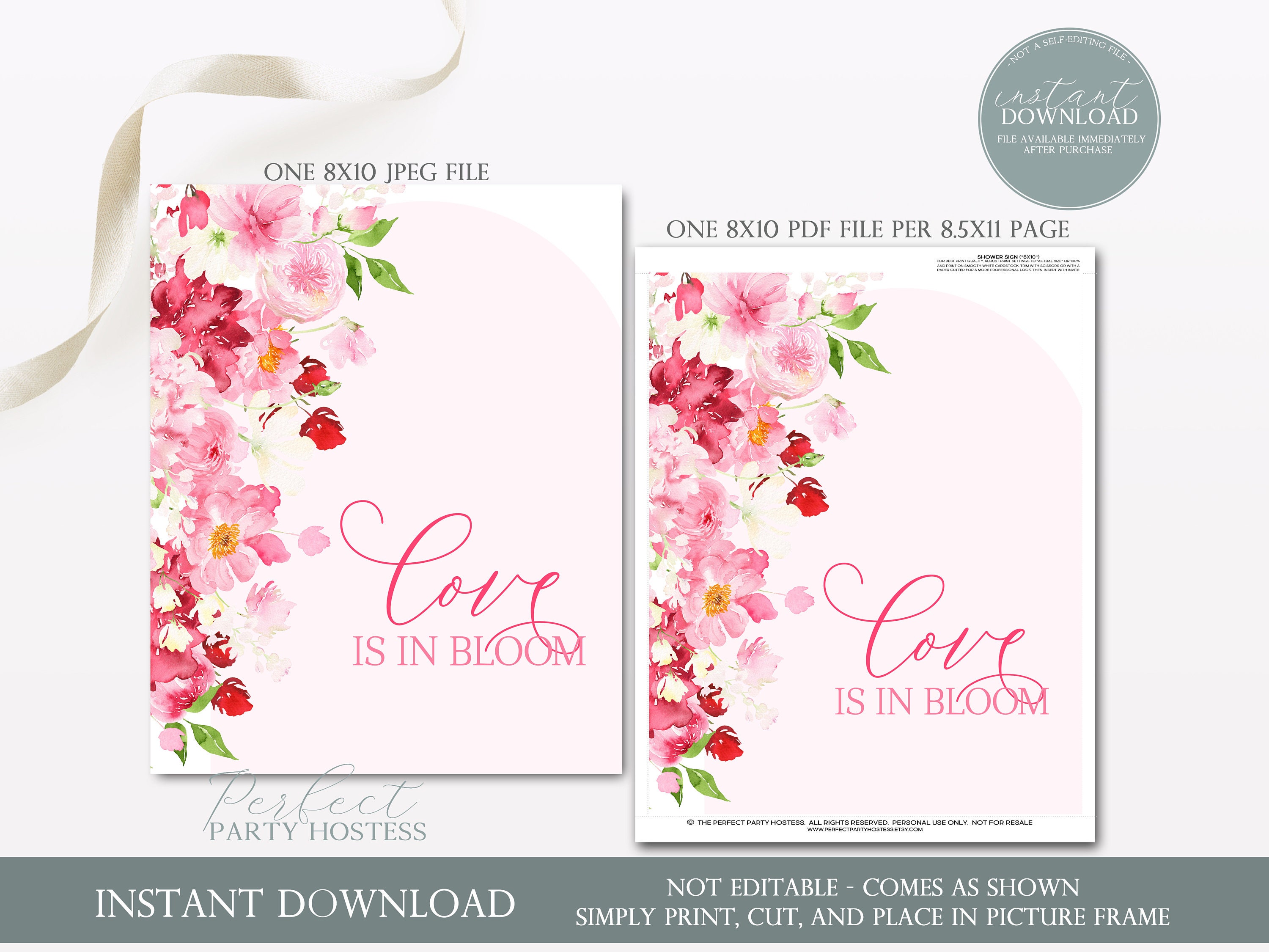 8X10 Love is in Bloom Sign Printable, Love is in Bloom Bridal Shower ...