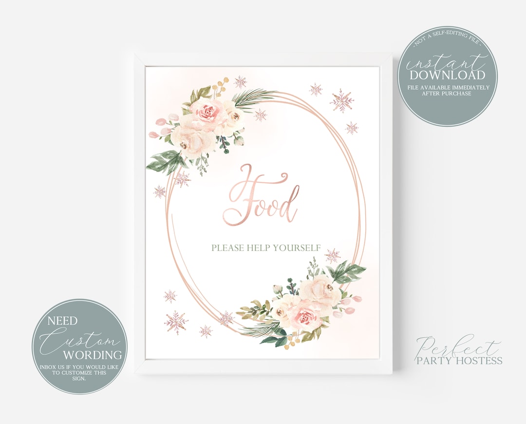 Printable Snowflake Food Sign Food Table Sign Little Snowflake Food ...