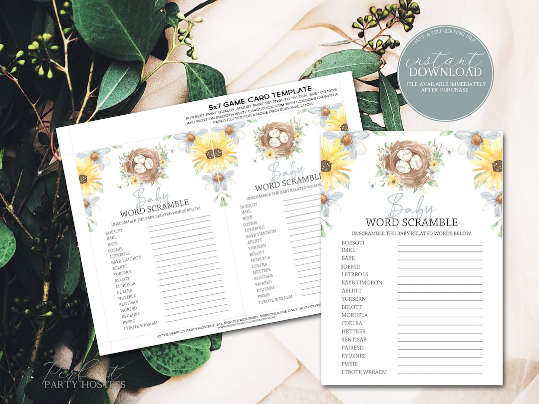 Baby Shower Word Scramble Game, Word Scramble, Printable Games ...