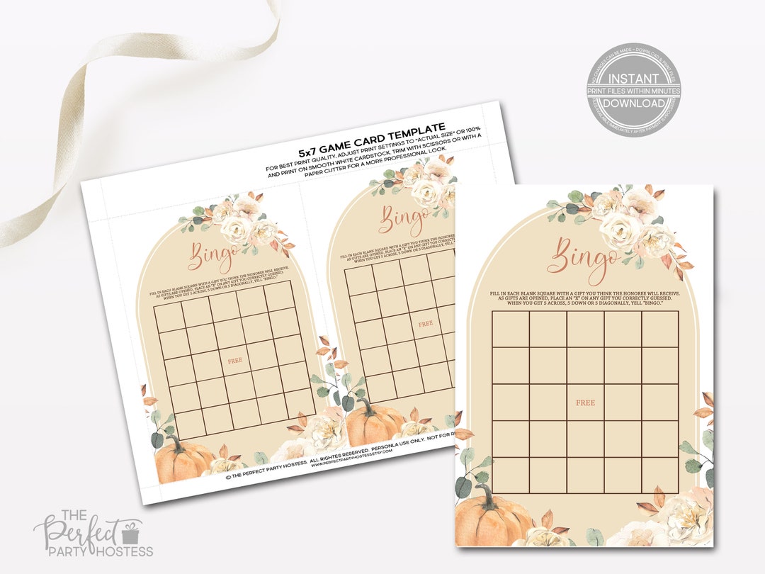 Fall Baby Shower Bingo Games, Pumpkin Baby Shower Bingo Games, Little ...