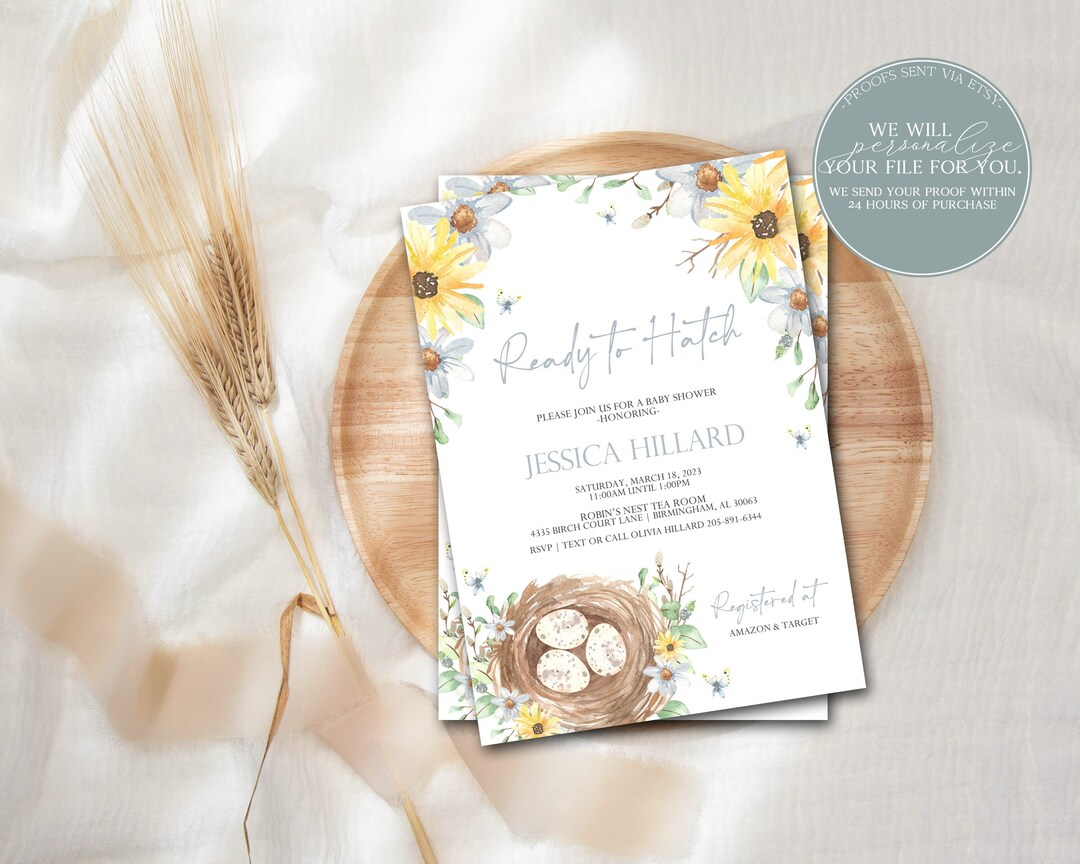 Bird Nest Baby Shower Invitation, Ready to Hatch Baby Shower Invitation ...