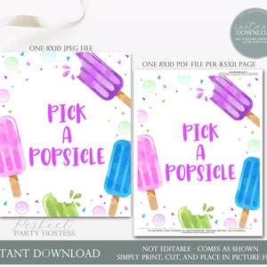 Popsicle Party Treat Sign Please Take a Popsicle Popsicle Birthday ...