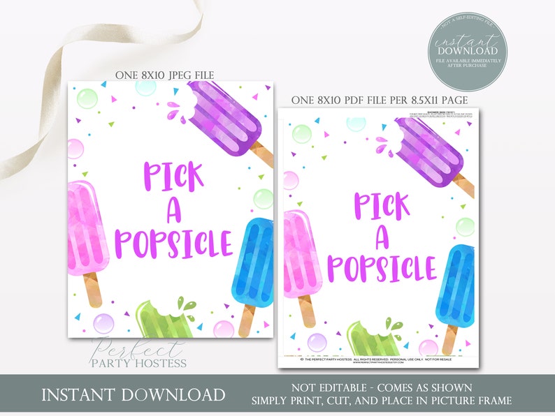 Popsicle Party Treat Sign Please Take a Popsicle Popsicle Birthday ...