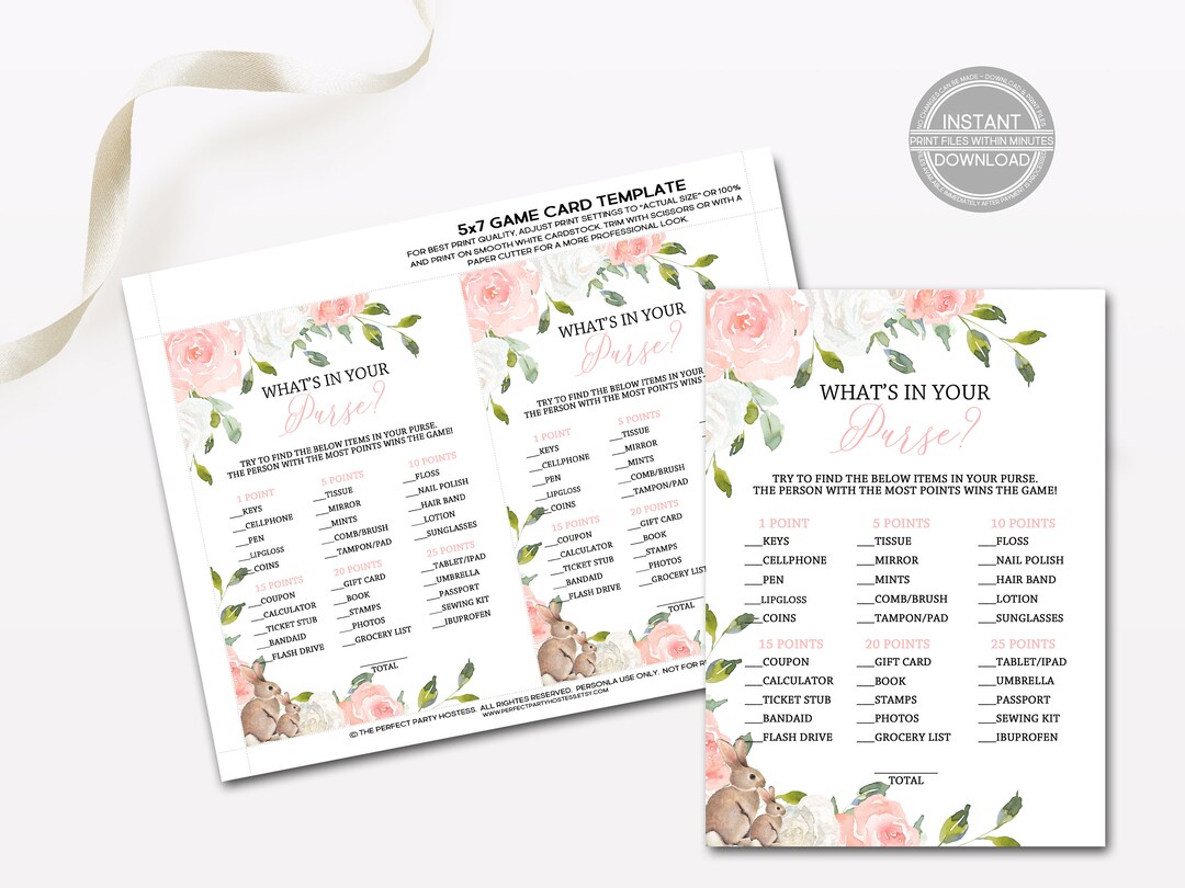 What's in Your Purse Game, Purse Game, What's in Your Purse, Printable ...