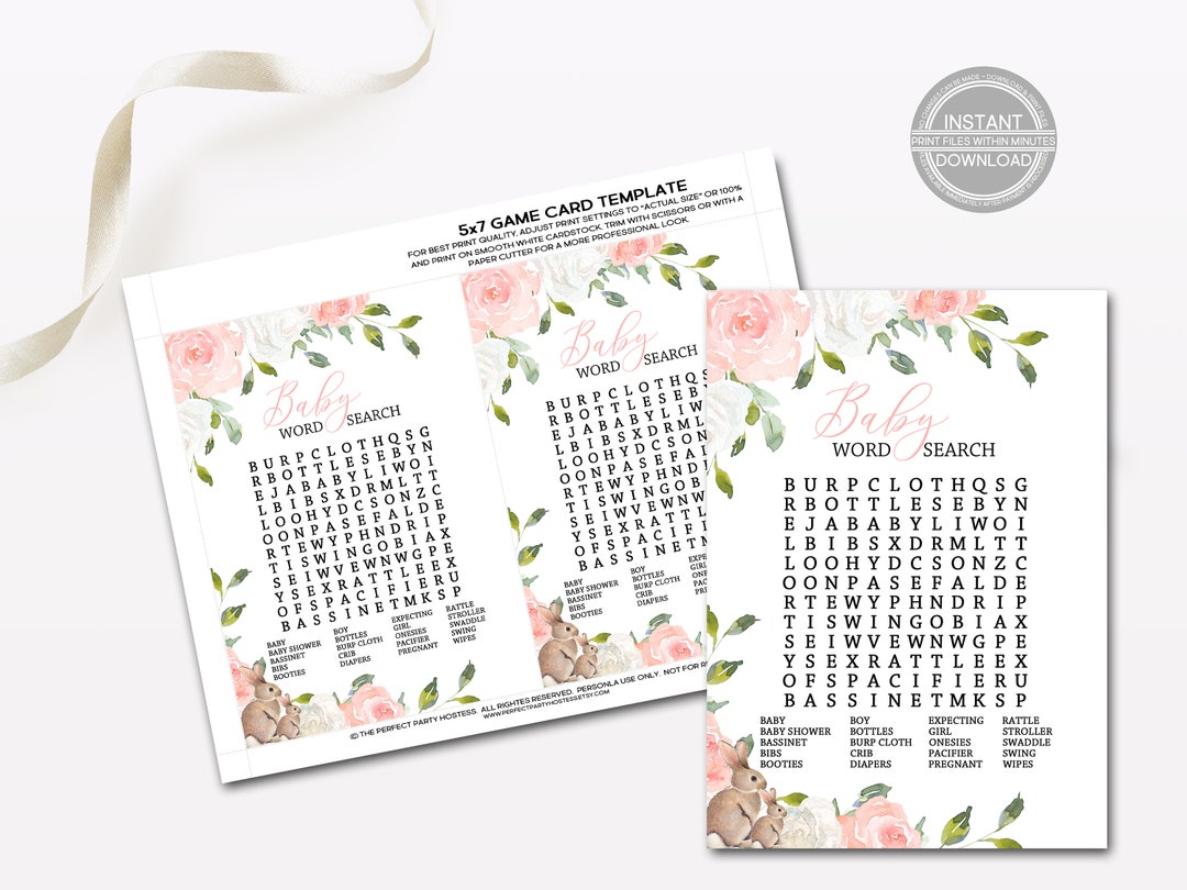 Bee Baby Shower Word Search Game, Baby Shower Games, Baby Word Search ...