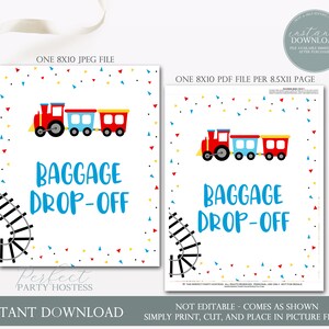 Baggage Drop-off Table Sign Train Birthday Signs Gift Table Sign ...
