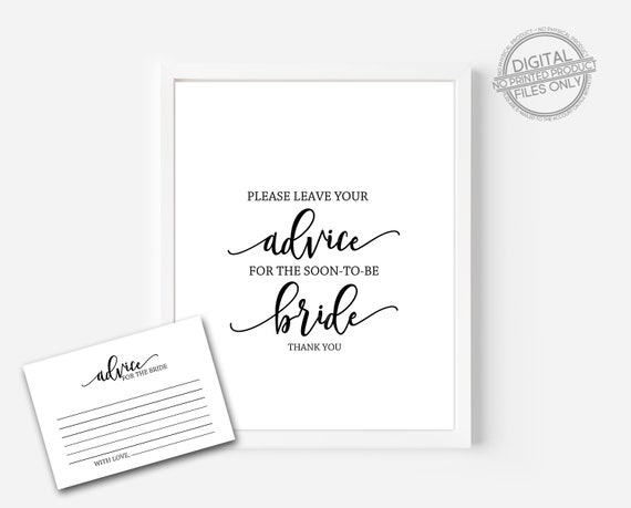 Advice for the Bride Sign and Cards Advice for the Bride - Etsy