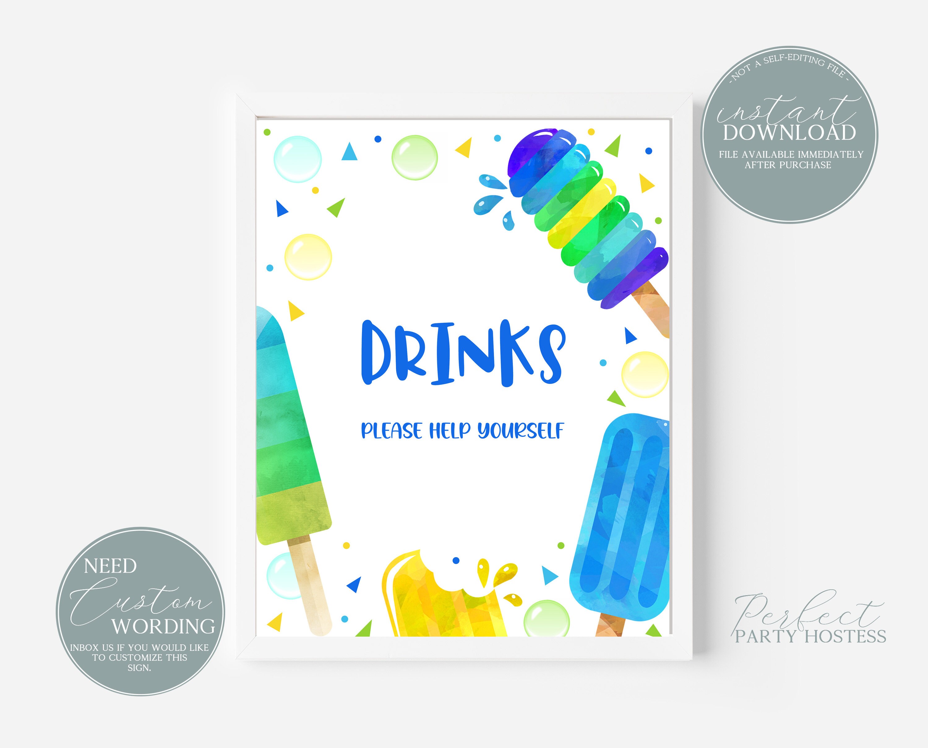 Popsicle Drink Sign Printable Drink Table Sign Printable Drinks Table ...