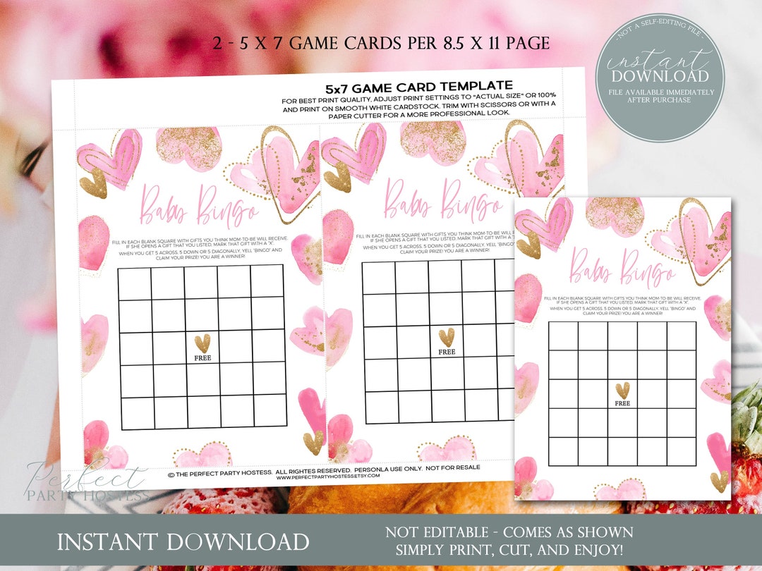Little Sweetheart Baby Shower Bingo Games, Valentines Baby Shower Bingo ...