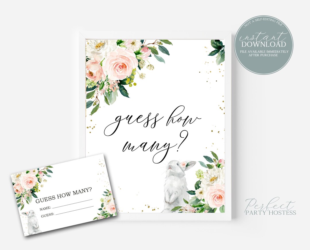 8x10 Guess How Many Sign, Guess How Many Bunny Tails, How Many Candies ...